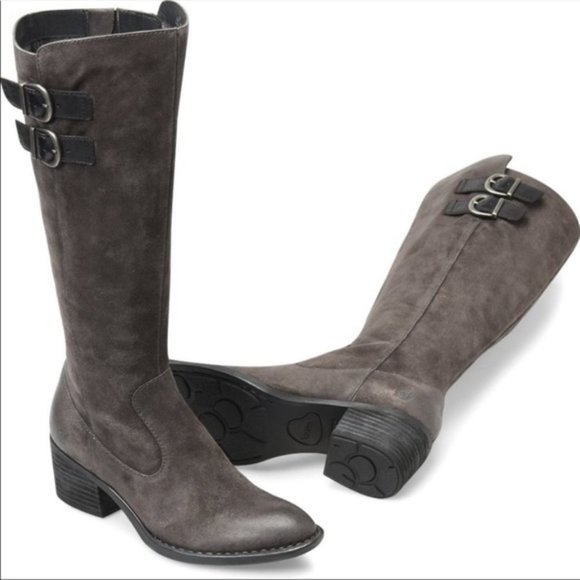 Born | Shoes | Born Basil Suede Tall Boots Gray Size 65 Nwob | Poshmark